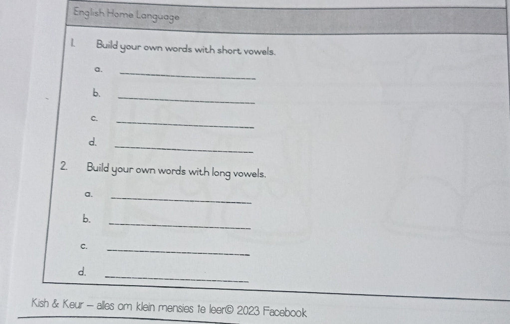 1. Build your own words with short vowels. | StudyX