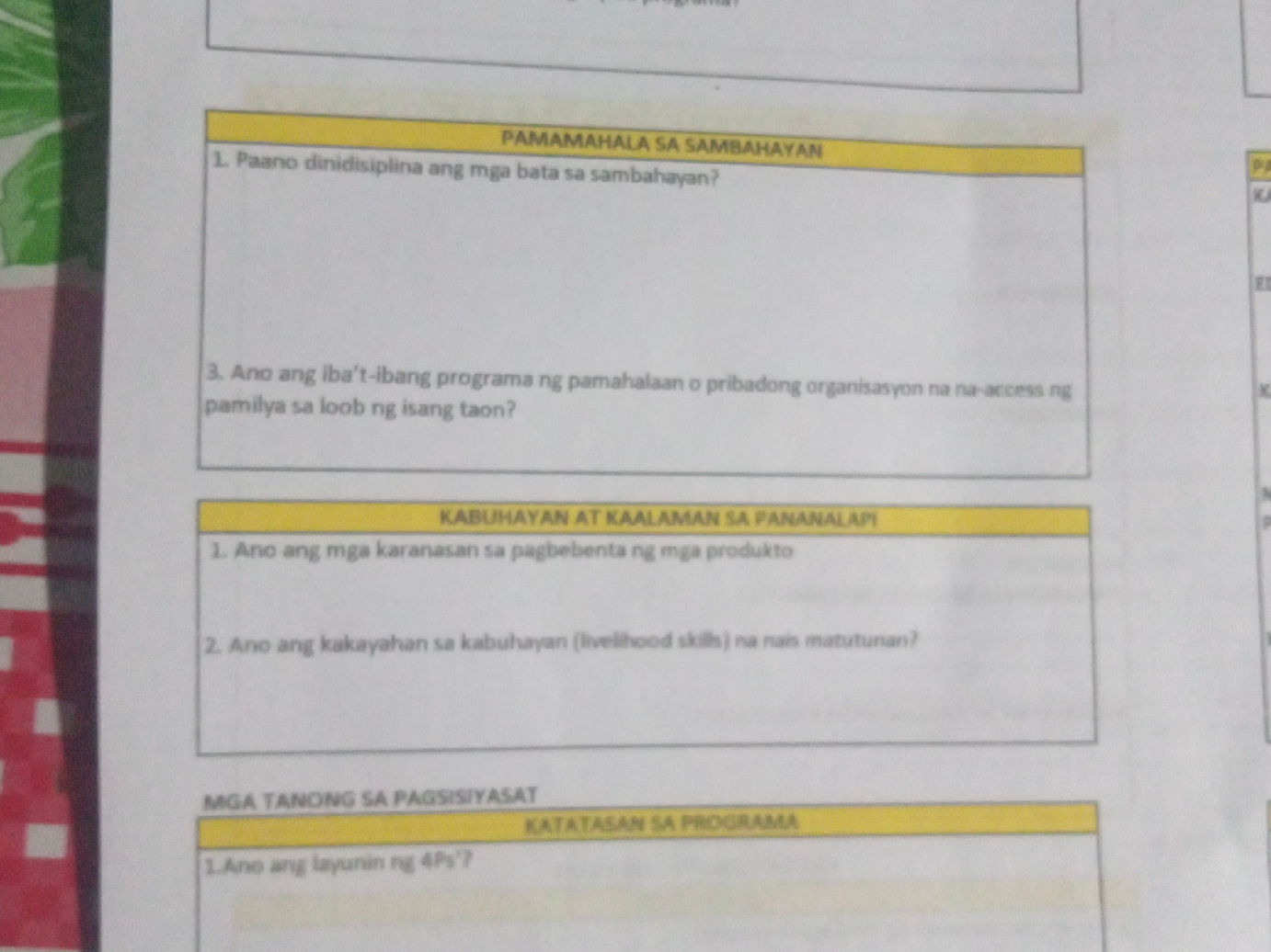 PAMAMAHALA SA SAMBAHAYAN 1. Paano | StudyX