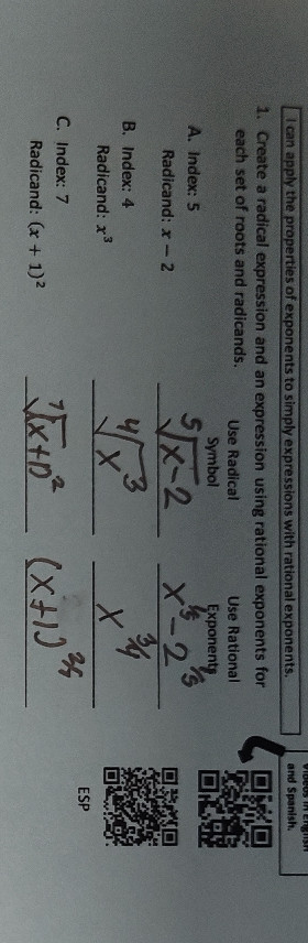 1. Create a radical expression and an | StudyX