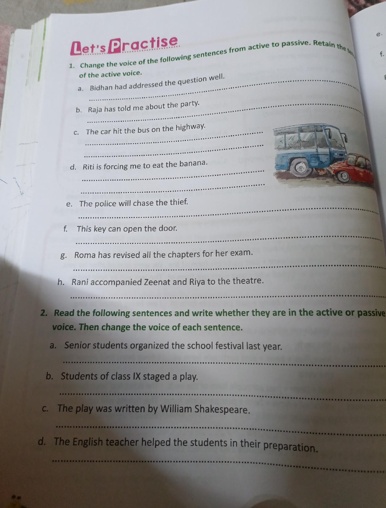 Let's Practise 1. Change the voice of the | StudyX