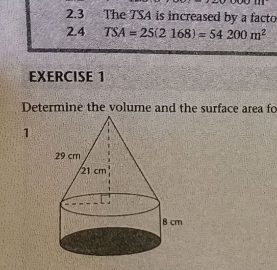 Determine the volume and the surface area | StudyX