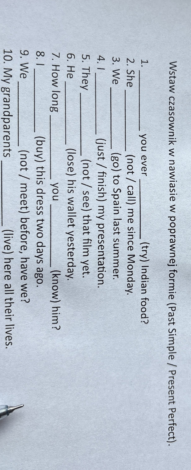 Wstaw czasownik w nawiasie w poprawnej | StudyX