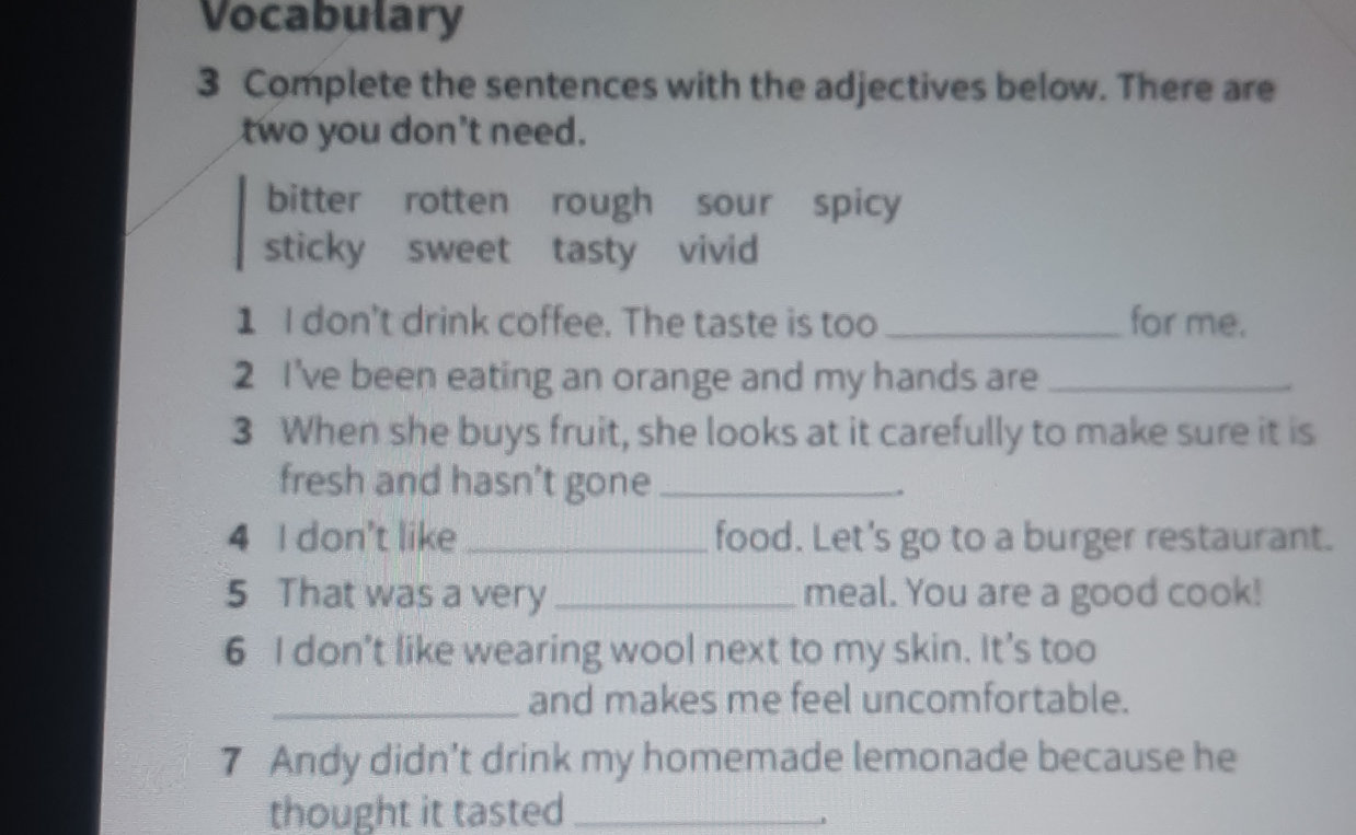 Complete the sentences with the adjectives | StudyX