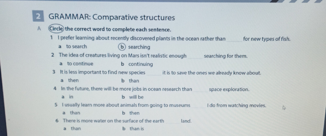 Circle the correct word to complete each | StudyX