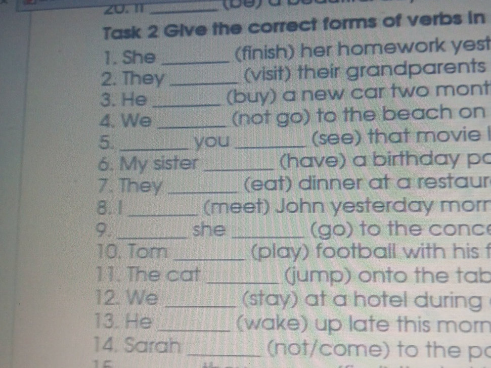 Task 2 Give the correct forms of verbs in 1. | StudyX