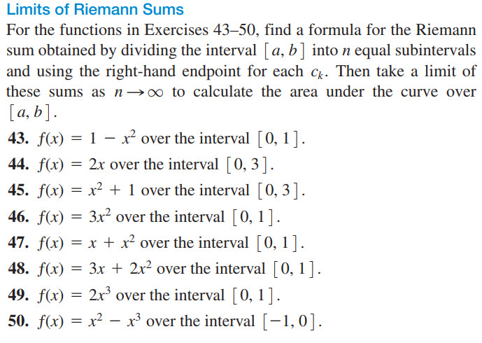 Limits of Riemann Sums For the functions in | StudyX