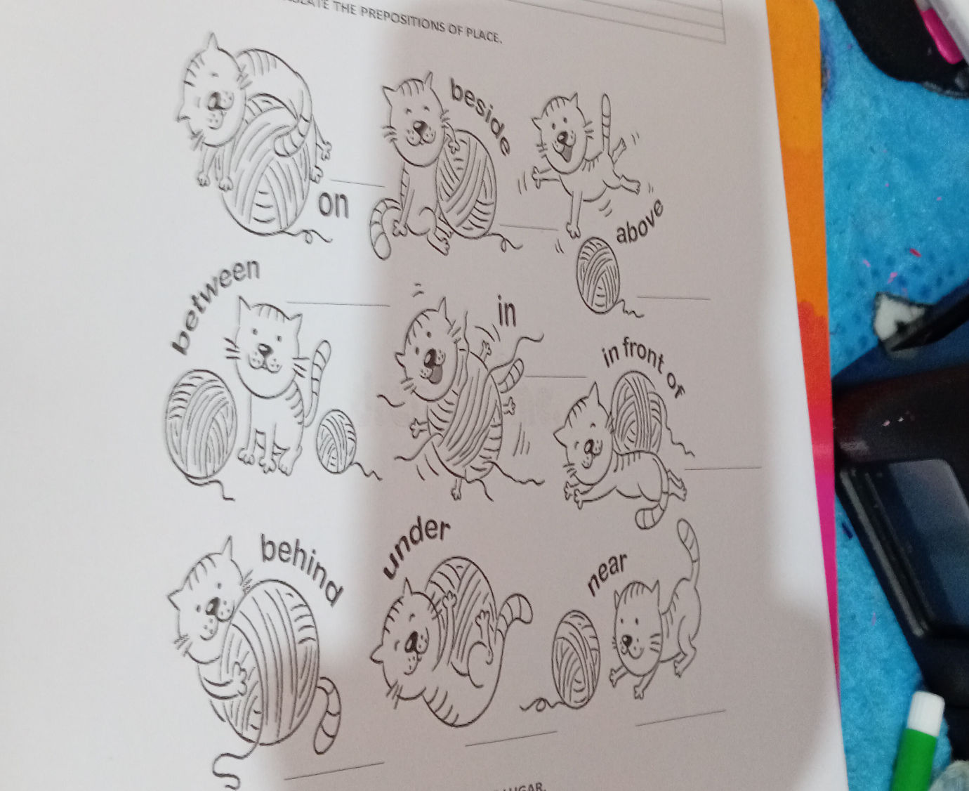 Complete the prepositions of place. | StudyX