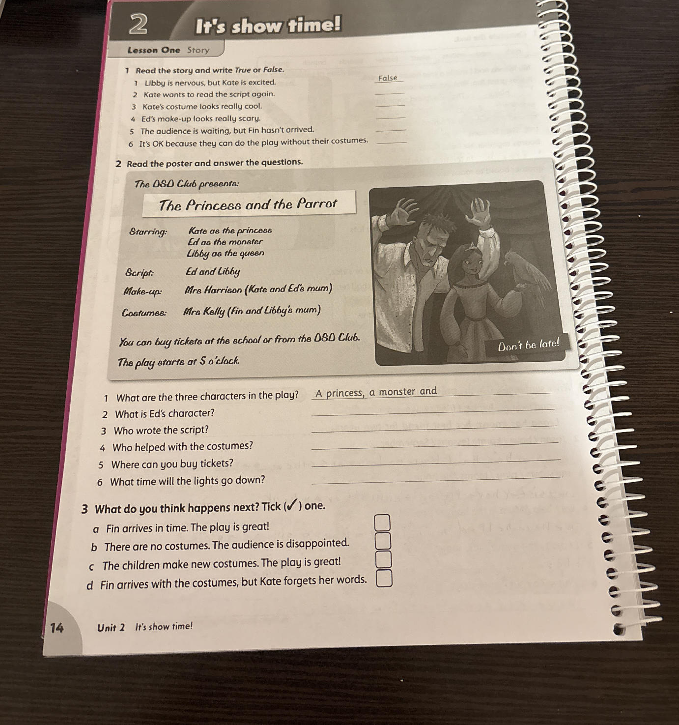 Read the story and write True or False. 1 | StudyX