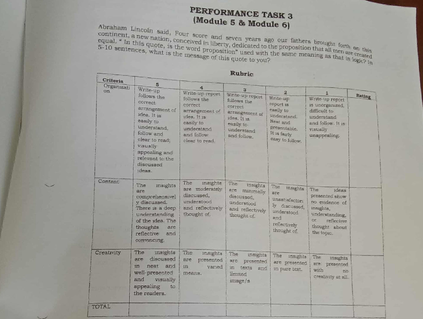 Performance Task 3 Module 5 Module 6 Studyx