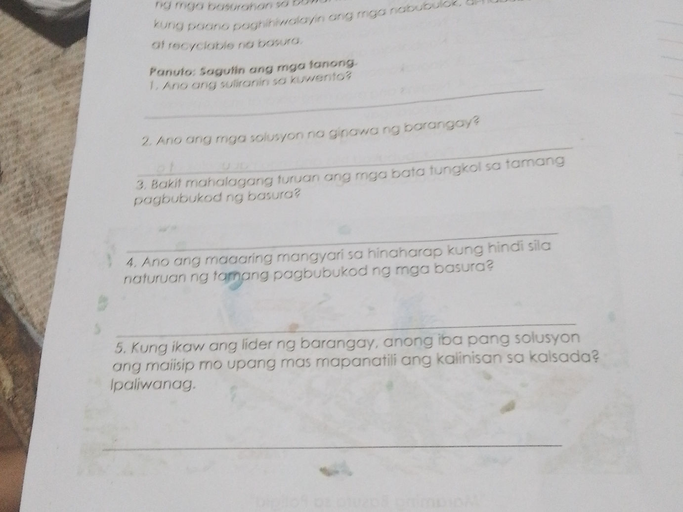 Panuto: Sagutin ang mga tanong. 1. Ano ang | StudyX