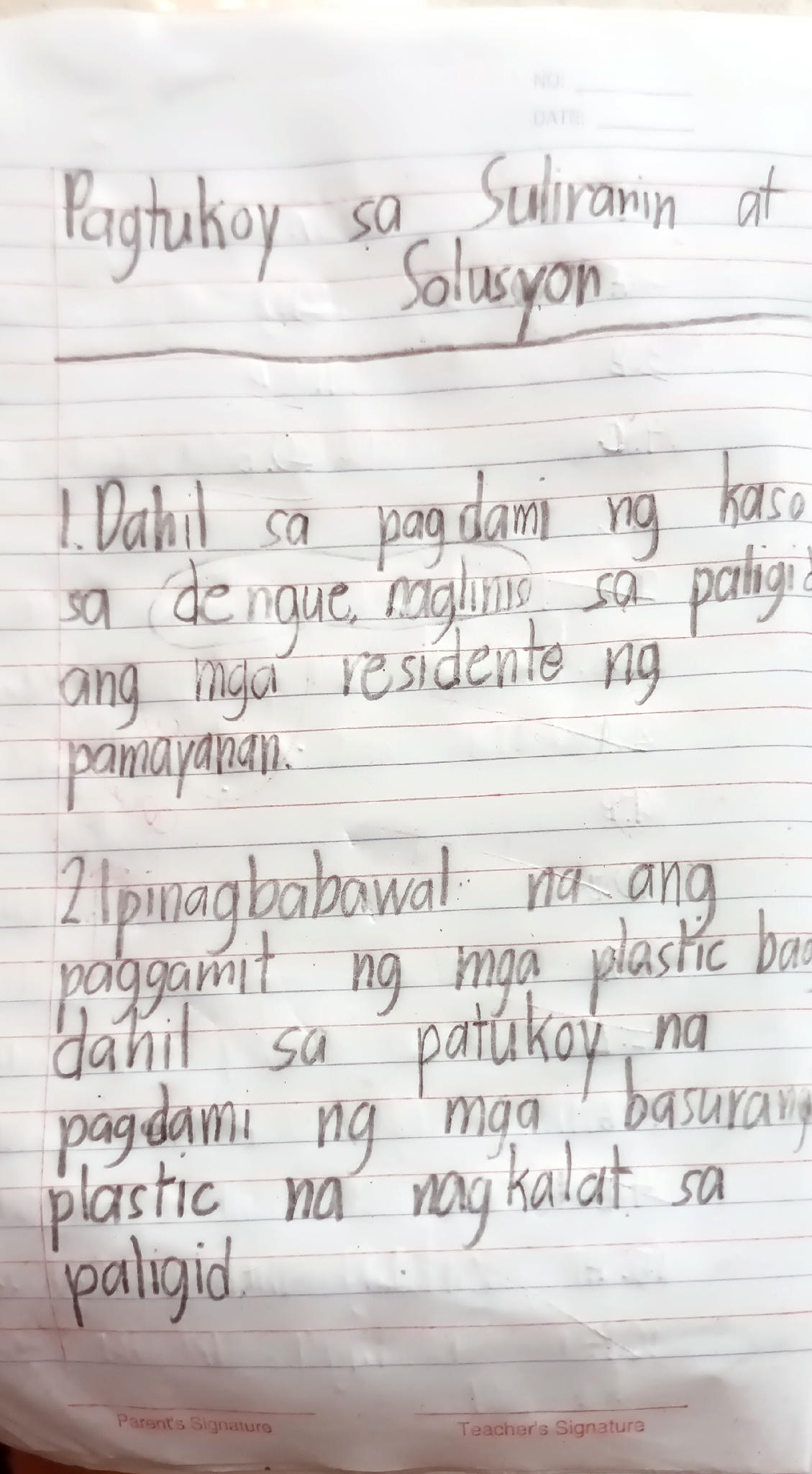 Pagtukoy sa Suliramin at Solusyon 1. Dahil | StudyX