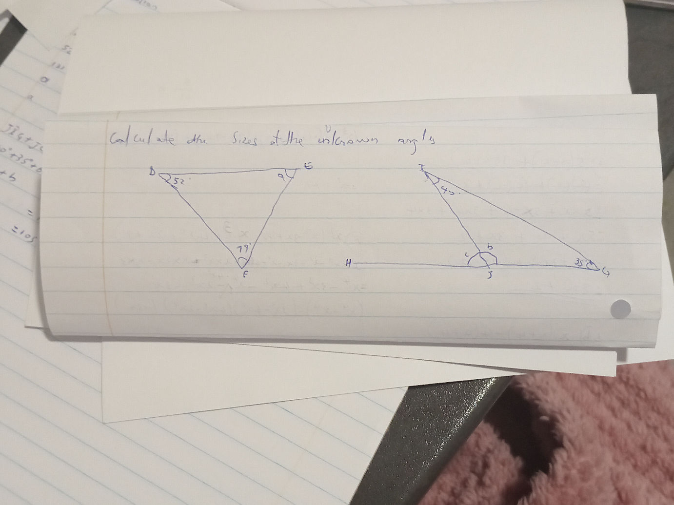 Calculate the sizes of the unknown angles. | StudyX