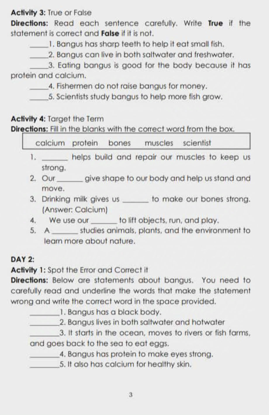 Activity 3: True or False Directions: Read | StudyX