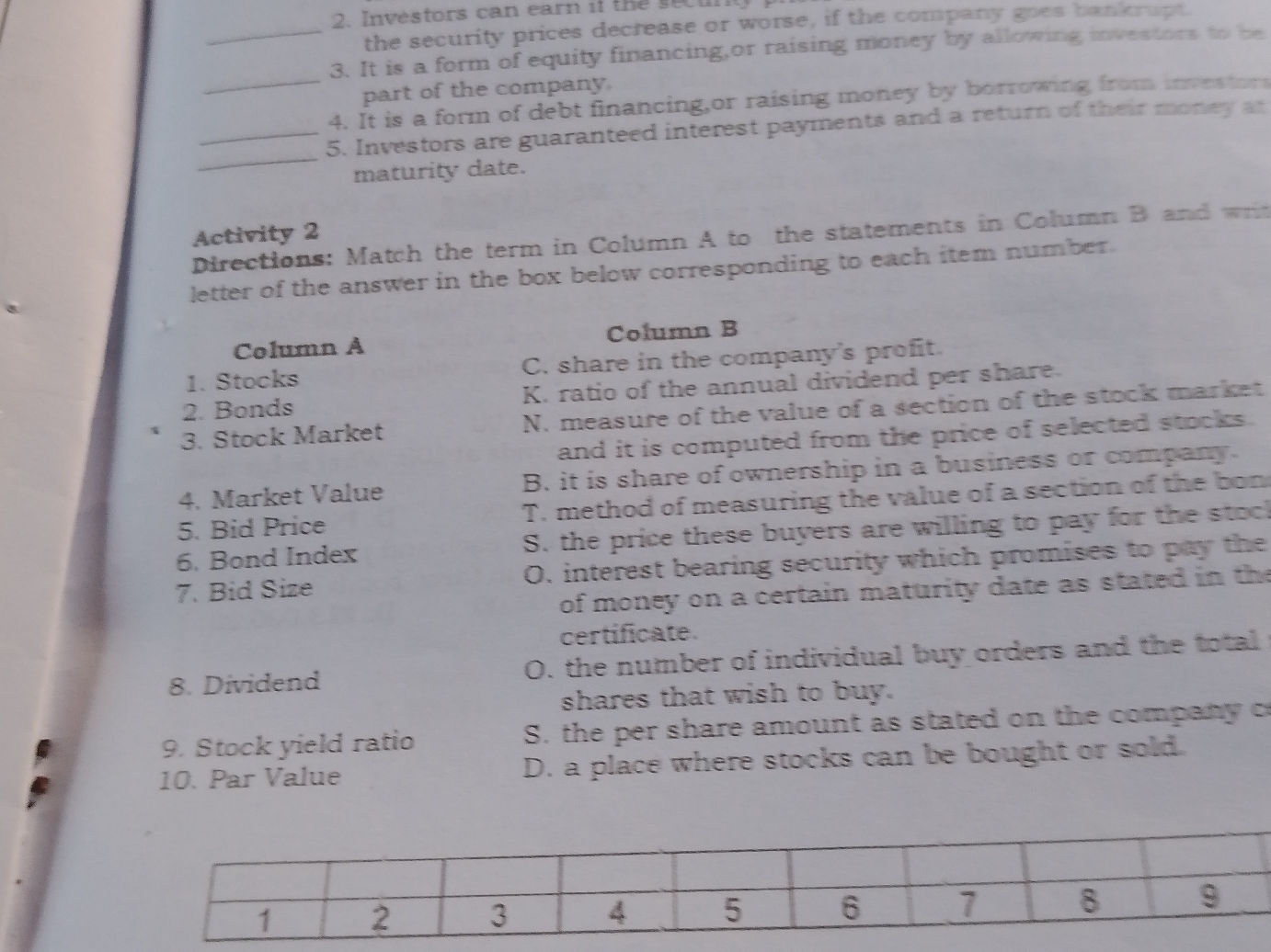 Directions: Match the term in Column A to | StudyX
