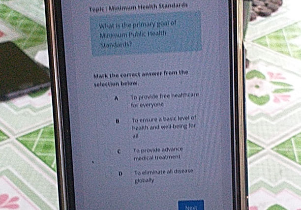 Topic Minimum Health Standards What is the