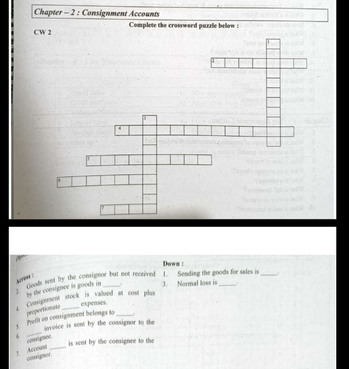 Chapter-2 Consignment Accounts CW 2 Complete | StudyX