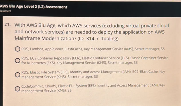 21 With AWS Blu Age which AWS services | StudyX