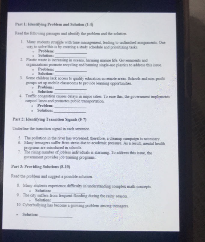 Part 1: Identifying Problem and Solution | StudyX