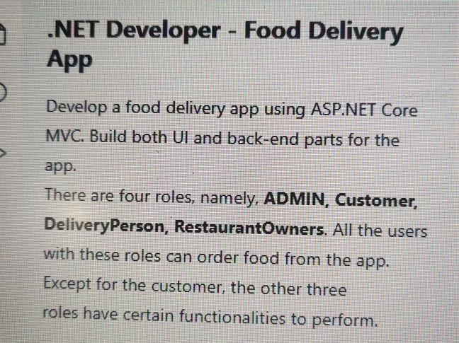 Develop a food delivery app using ASP.NET | StudyX