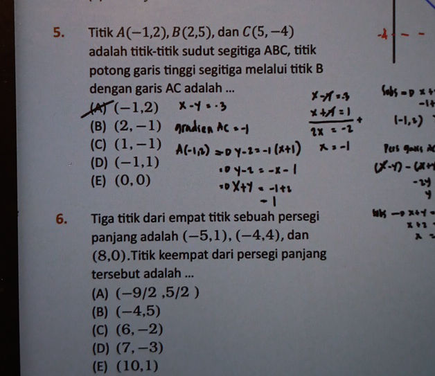 5 Titik A(-12) B(25) dan C(5-4) adalah | StudyX