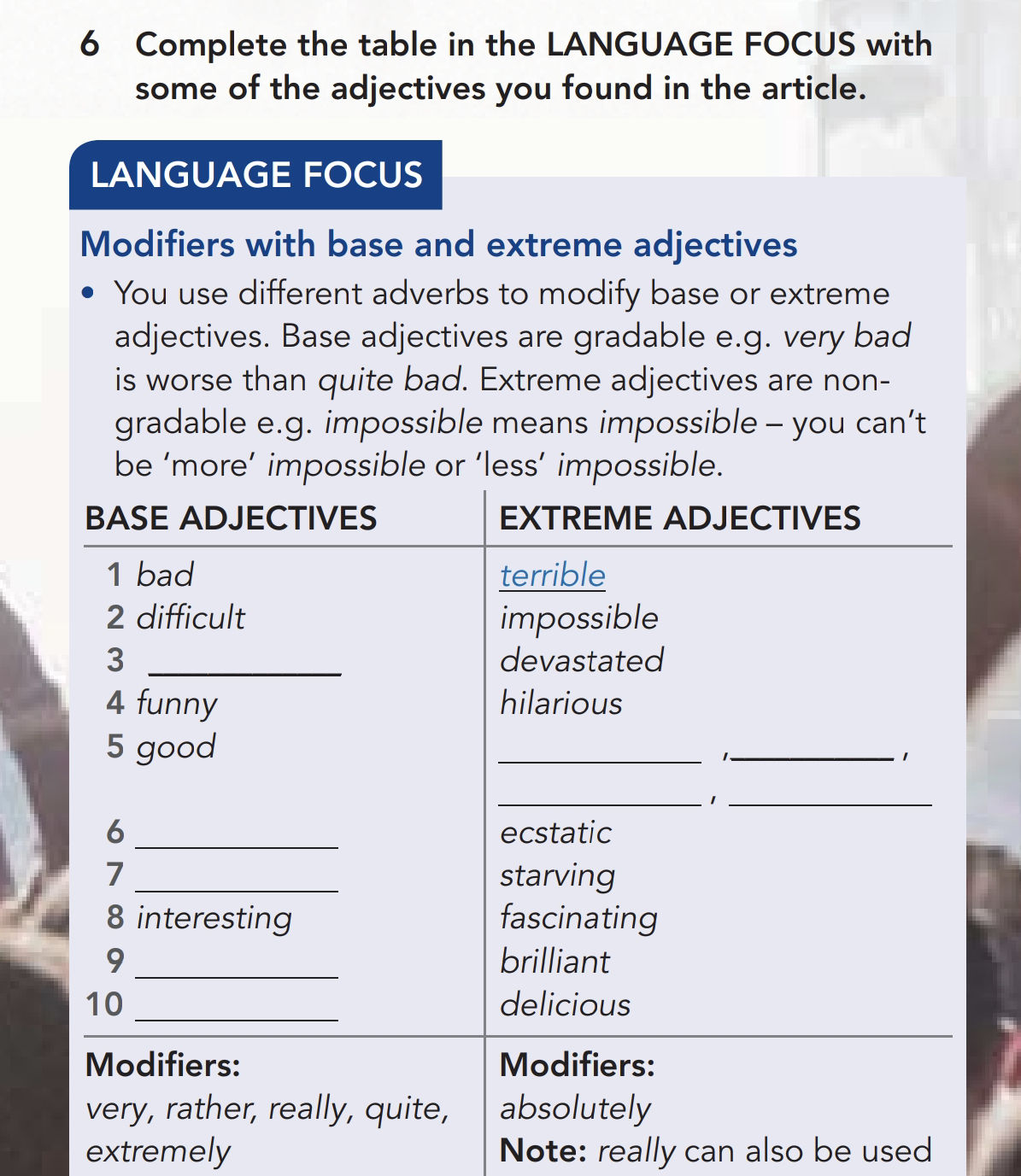 Complete the table in the LANGUAGE FOCUS | StudyX