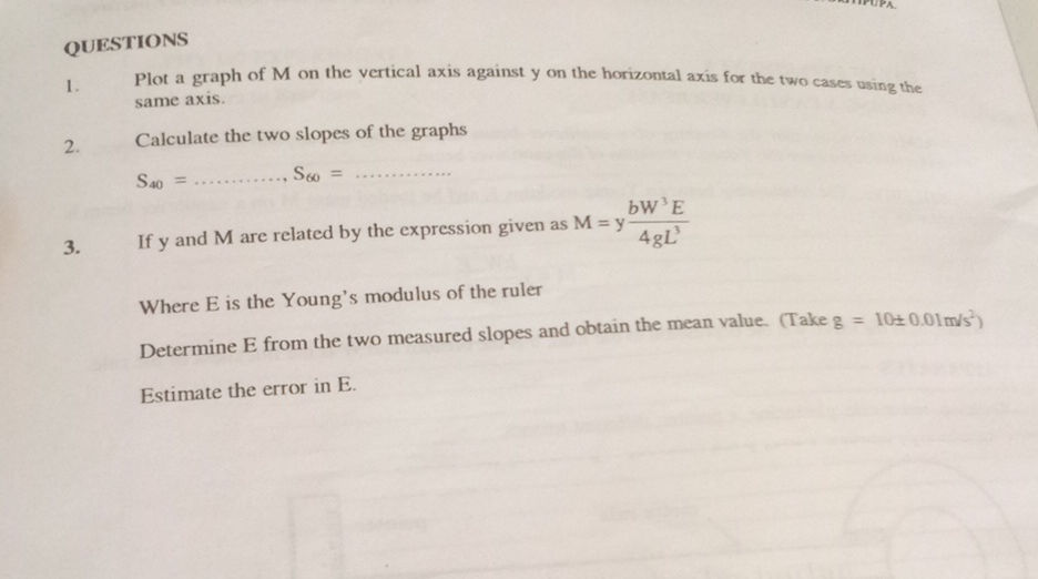 1 Plot a graph of M on the vertical axis | StudyX