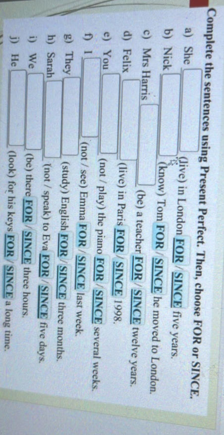 Complete the sentences using Present | StudyX