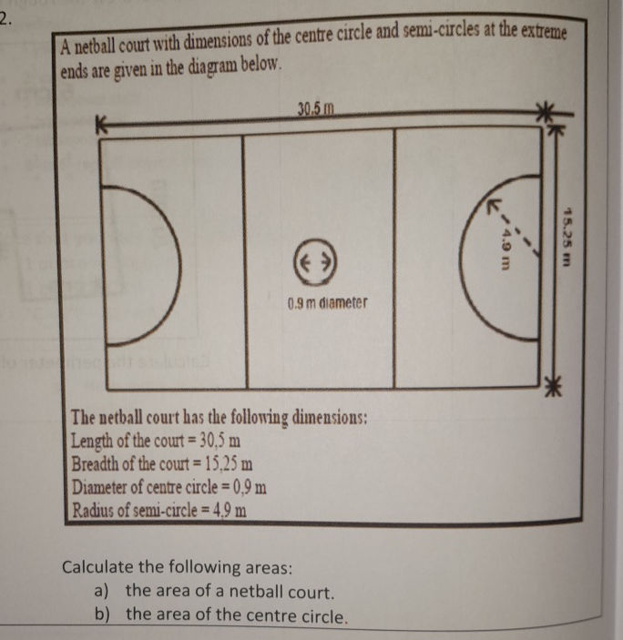 A netball court with dimensions of the | StudyX