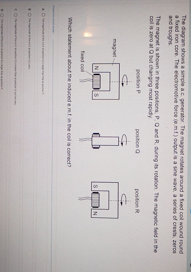 The diagram shows a simple a.c. generator. | StudyX