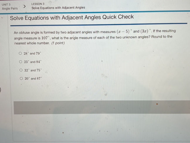 An obtuse angle is formed by two adjacent