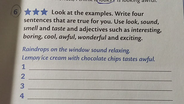 Look at the examples Write four sentences | StudyX