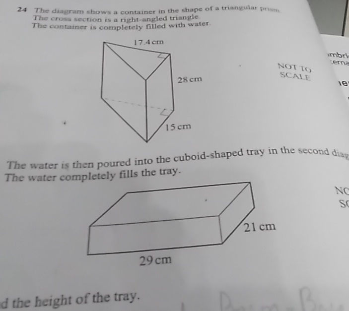 The diagram shows a container in the shape | StudyX