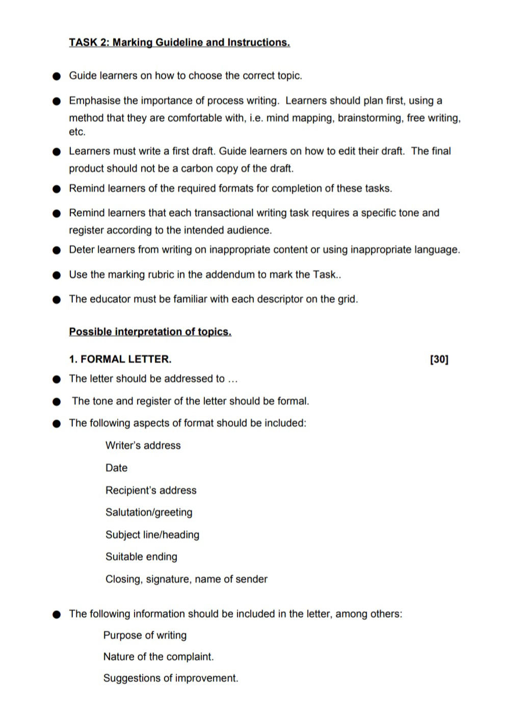 TASK 2 Marking Guideline and Instructions | StudyX
