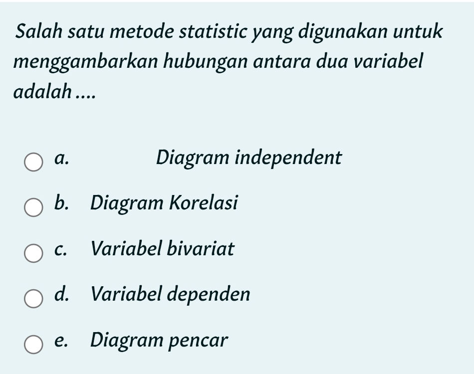 Salah satu metode statistic yang digunakan | StudyX