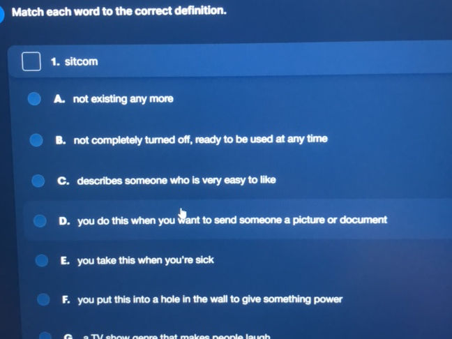 Match each word to the correct definition 1