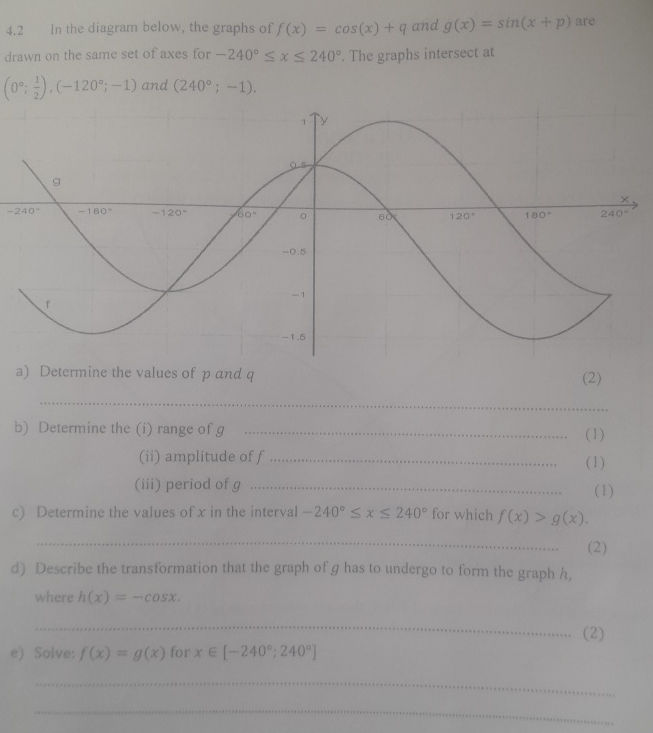 42 In the diagram below the graphs of f(x) = | StudyX