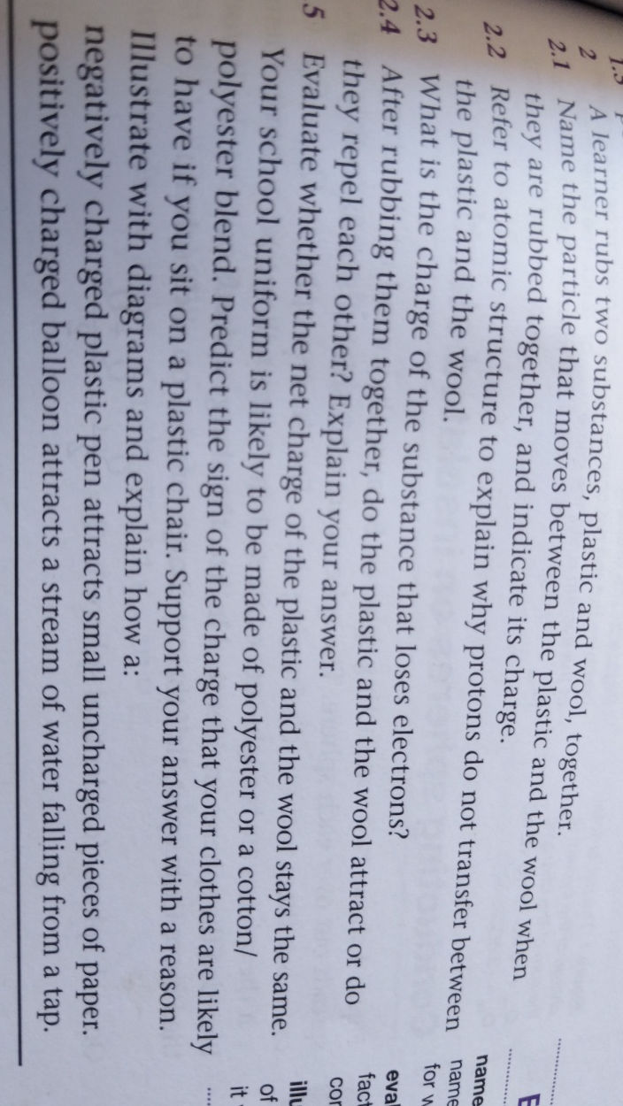 A learner rubs two substances, plastic and | StudyX