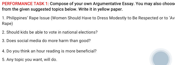 PERFORMANCE TASK 1 Compose of your own | StudyX