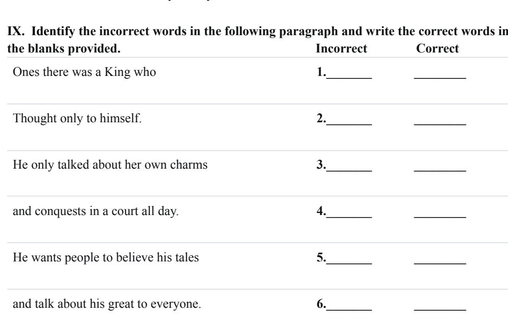 IX Identify the incorrect words in the | StudyX