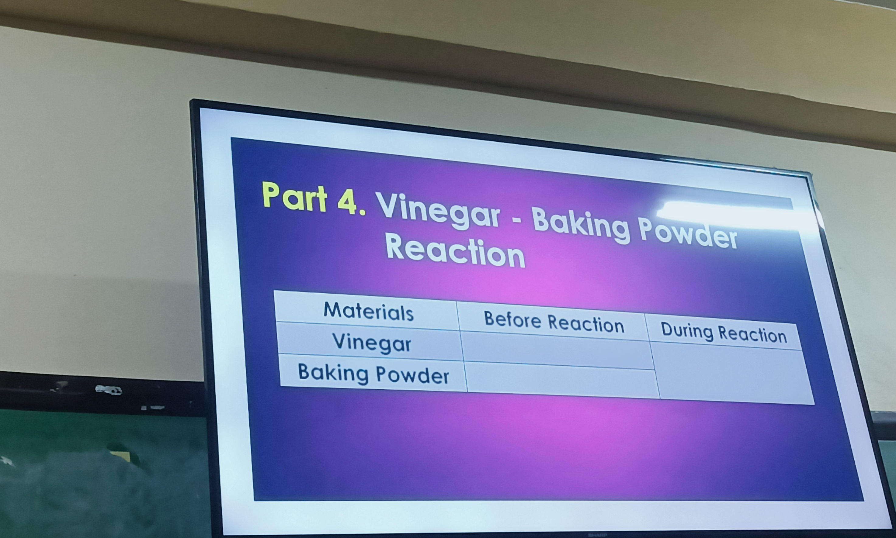 Part 4 Vinegar - Baking Powder Reaction