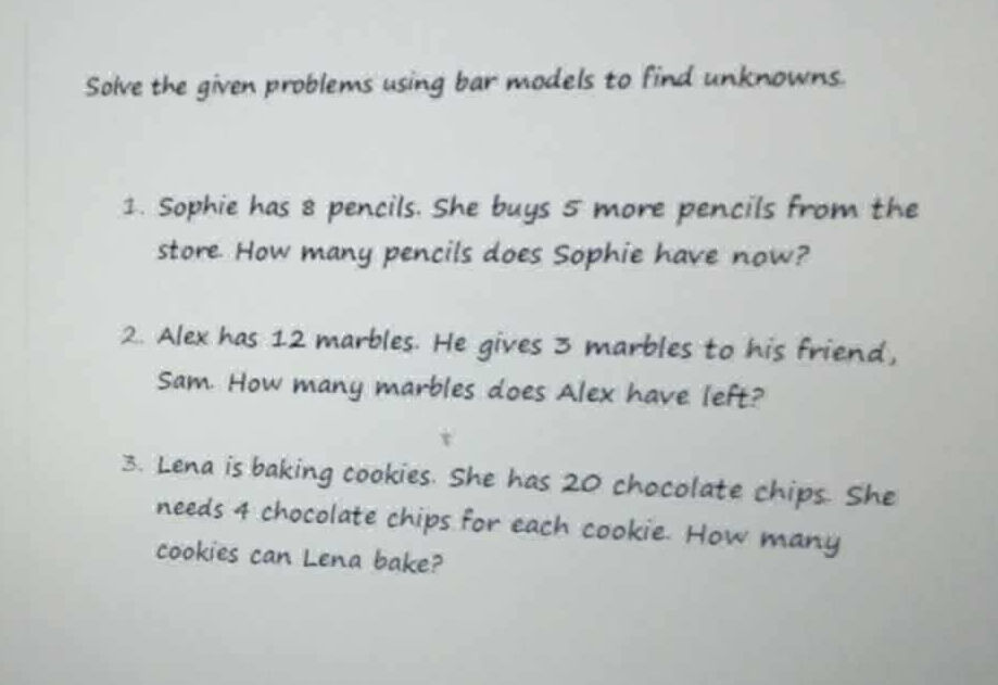 Solve the given problems using bar models to | StudyX