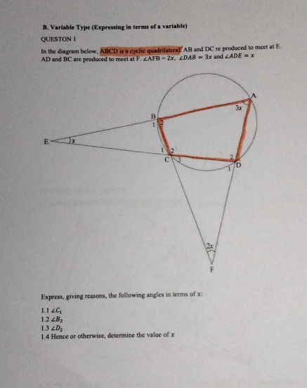 In the diagram below ABCD is a cyclic | StudyX