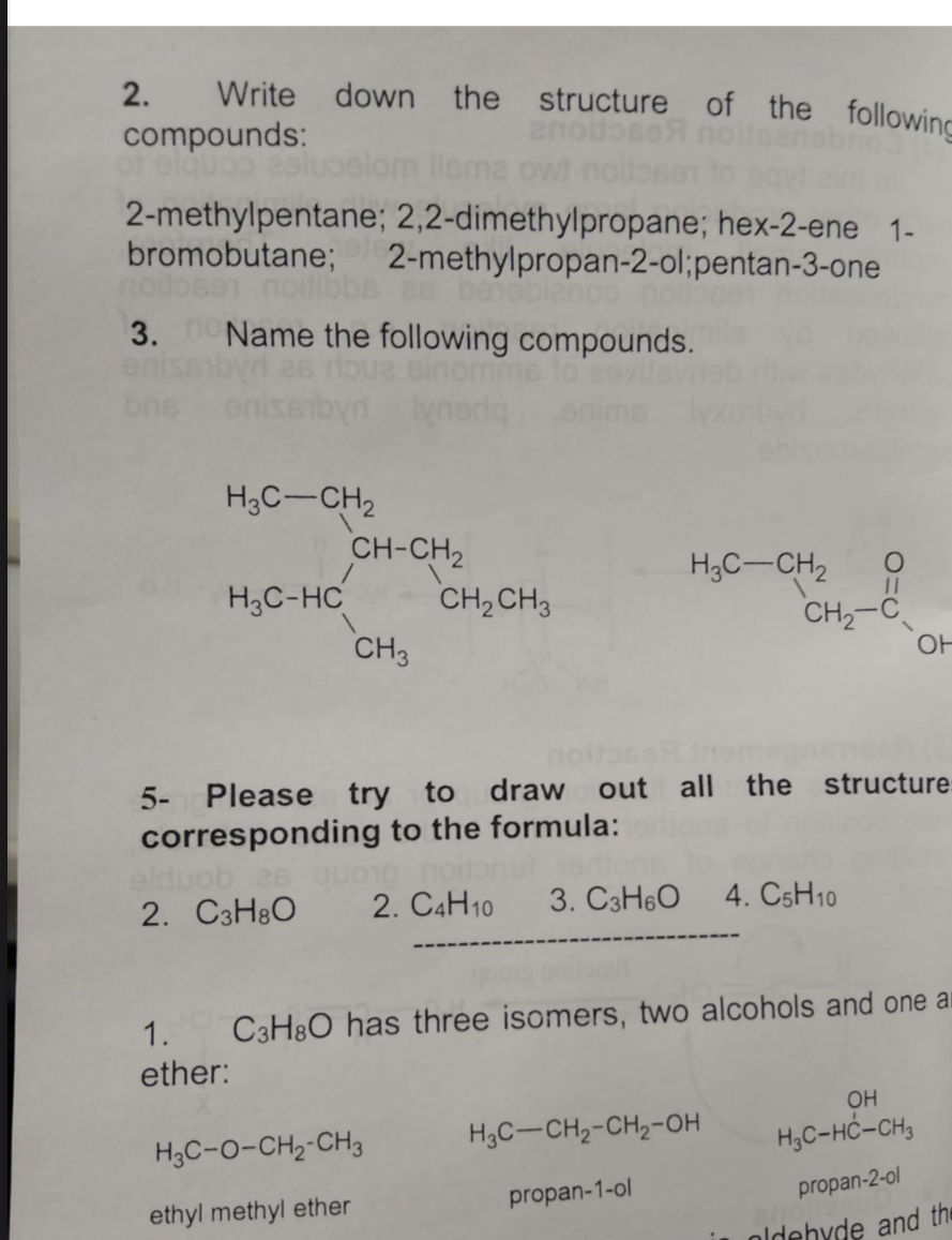 2 Write down the structure of the following | StudyX