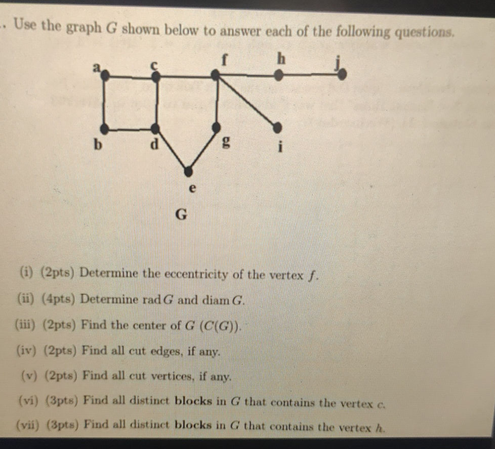 -. Use the graph G shown below to answer | StudyX