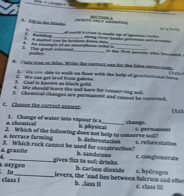A. Fill in the blanks 1. of earth's crust | StudyX