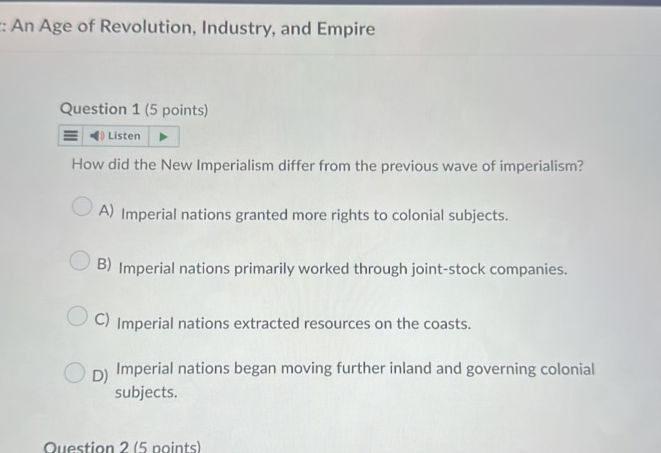 How did the New Imperialism differ from the | StudyX