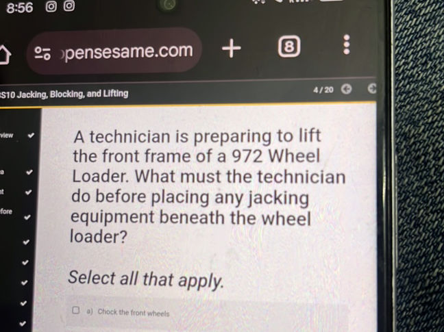 A technician is preparing to lift the front | StudyX
