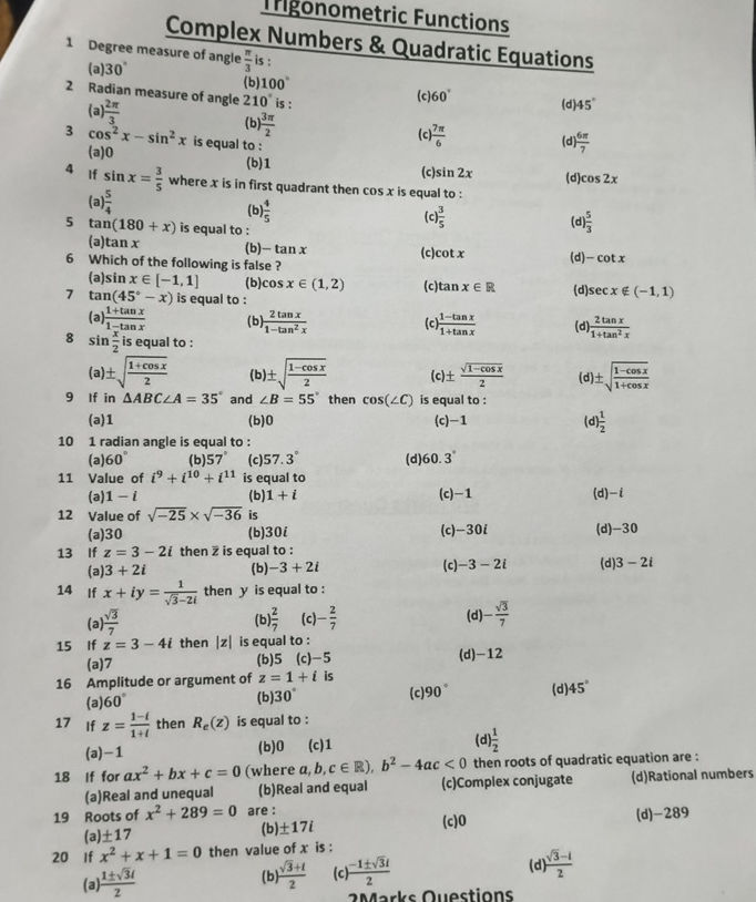 Complex Numbers Quadratic Equations 1 | StudyX