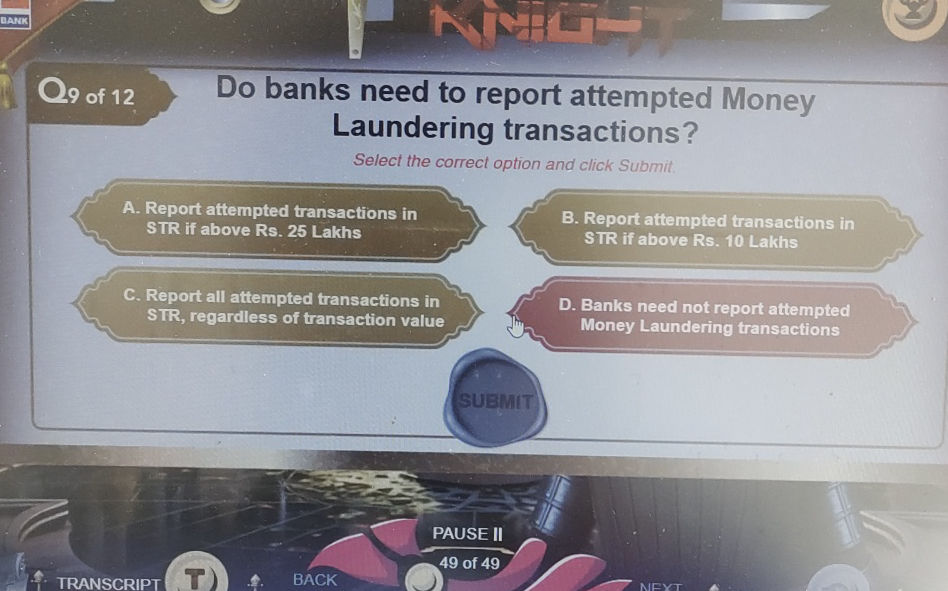 Do banks need to report attempted Money | StudyX