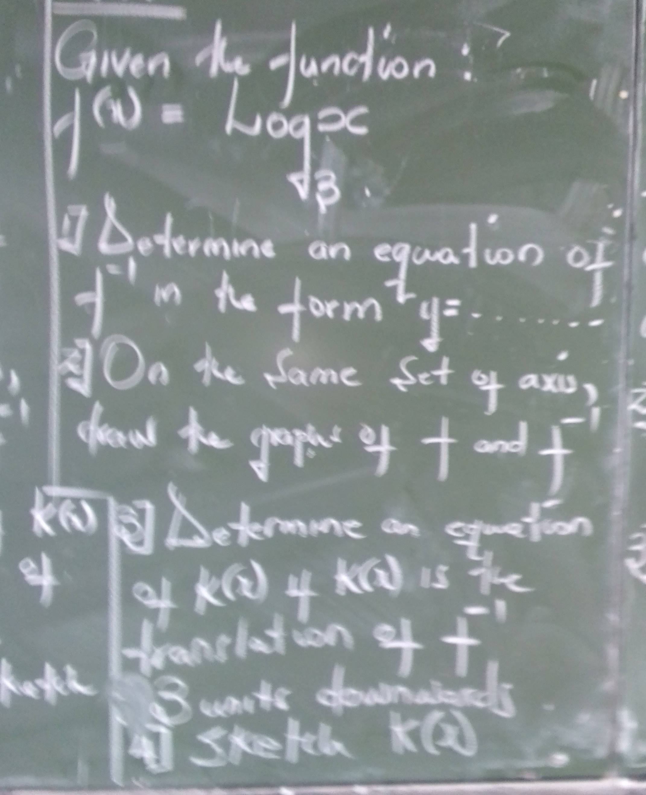 Given the function: $f(x) = log_3 x$ 1. | StudyX
